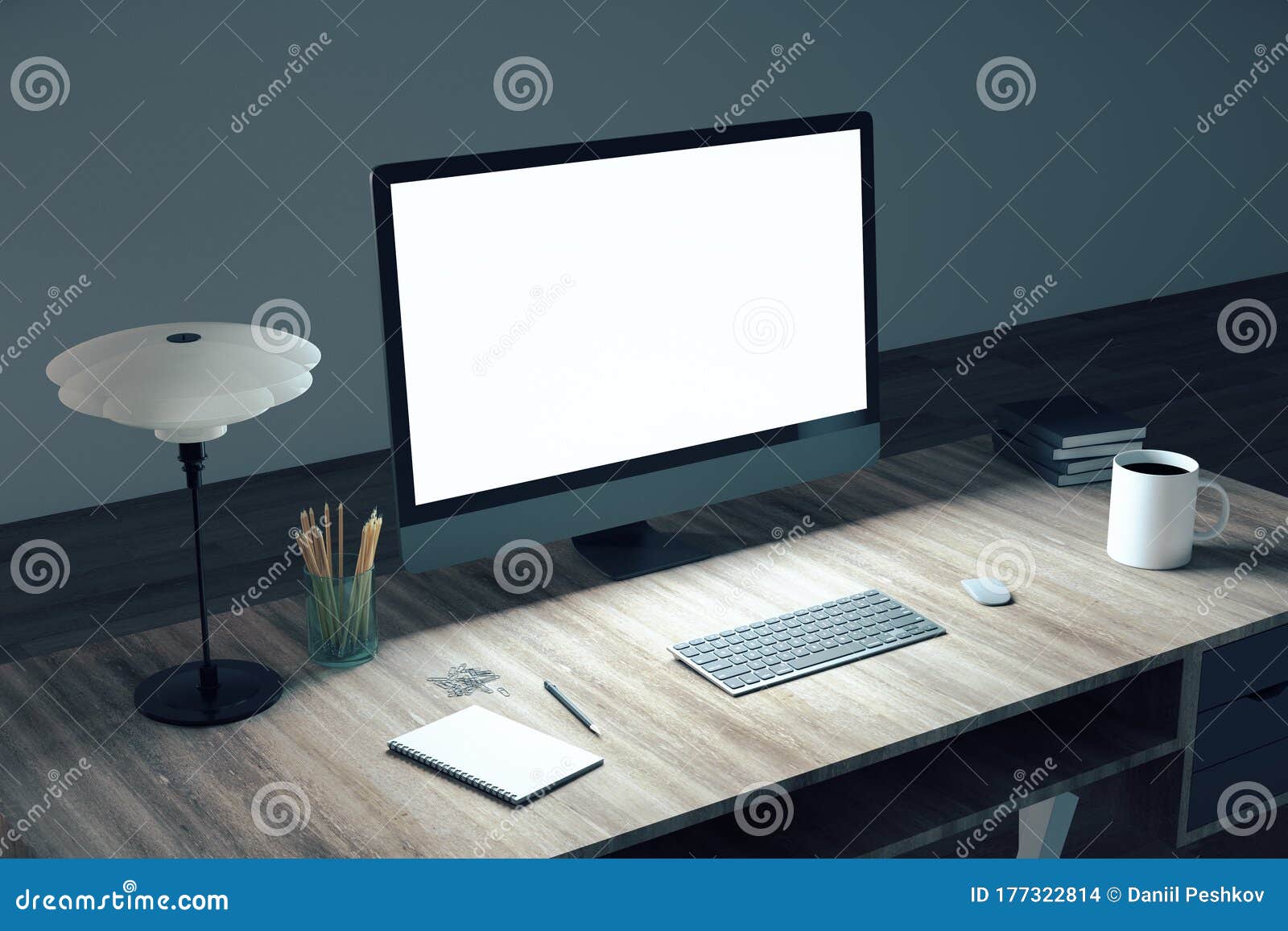 Modern Dark Office Interior Editorial Stock Image - Illustration of ...