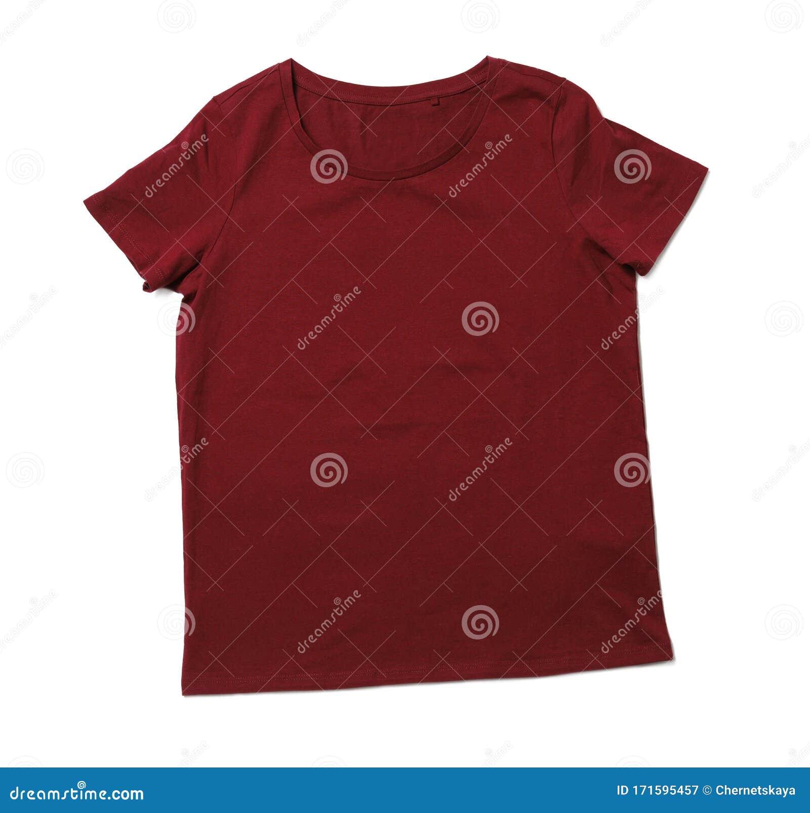 Modern Dark Red T-shirt Isolated on White, Top View Stock Image - Image ...