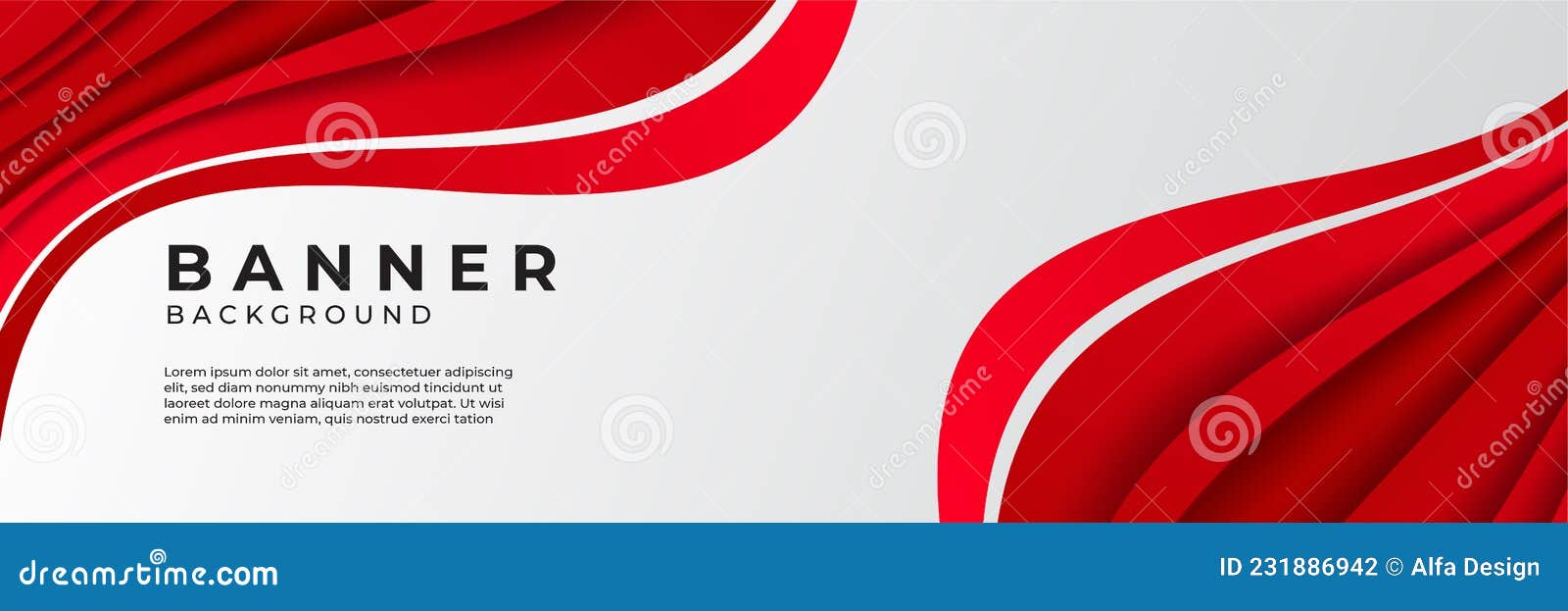 Modern Dark Red and White Abstract Wave Banner Background with 3d ...