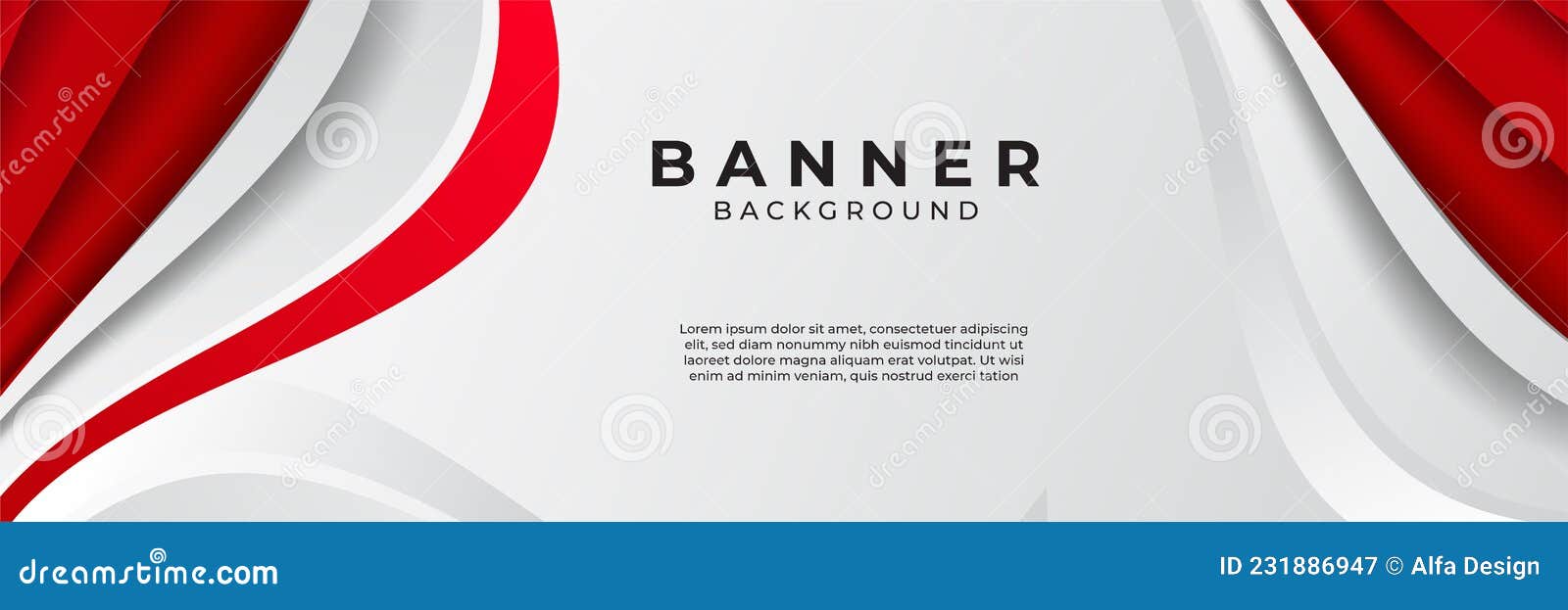 Modern Dark Red and White Abstract Wave Banner Background with 3d ...