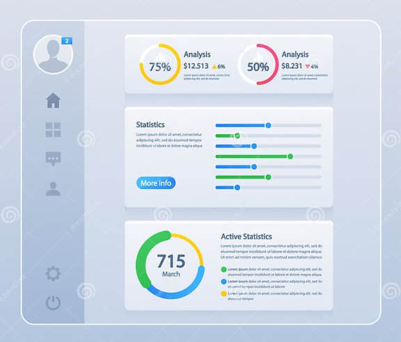 Modern Dashboard Design with Detailed Business Analytics and Active Statistics Stock Vector ...