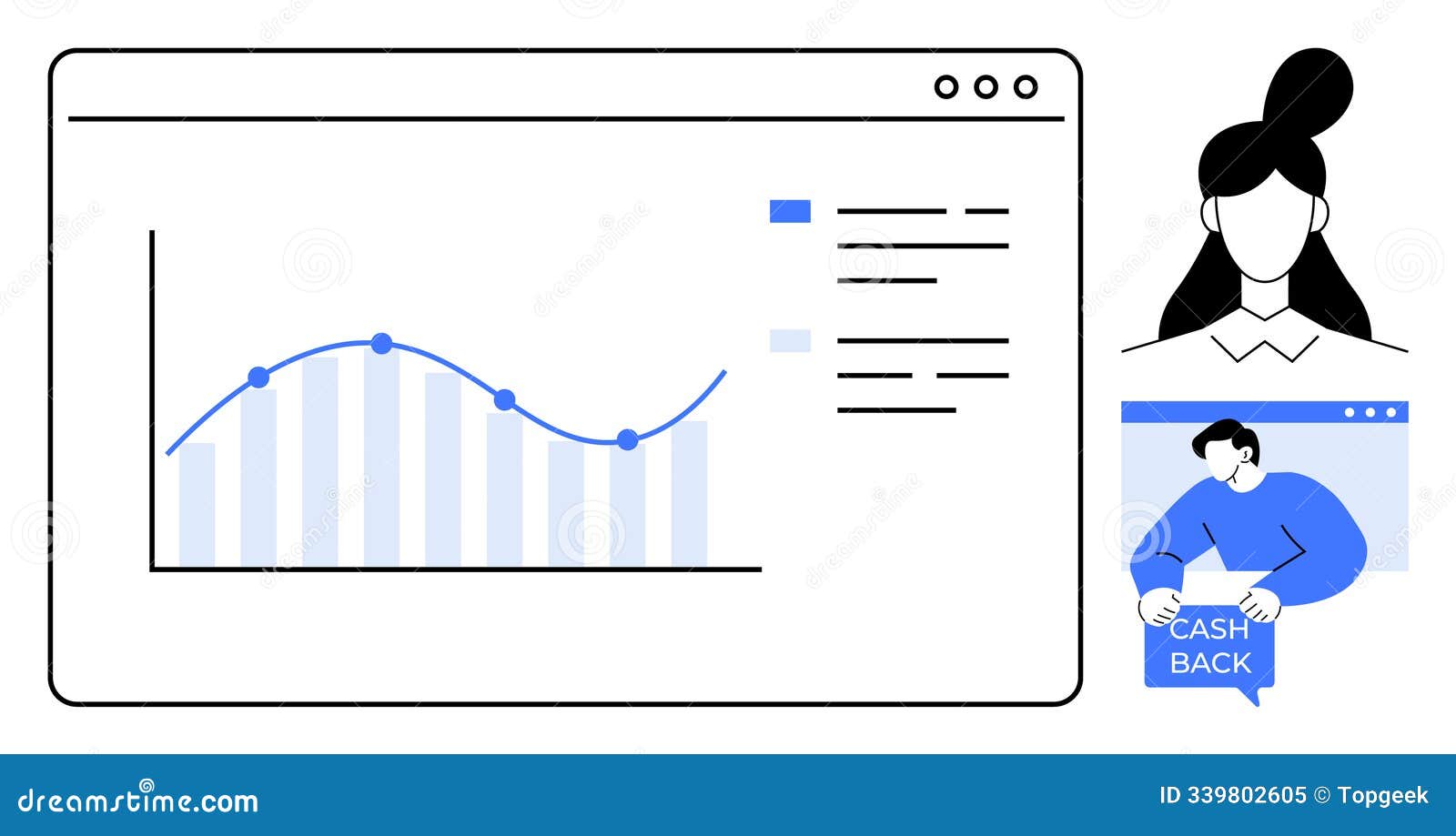 Modern Data Analysis with Cashback Concept Visual Stock Illustration ...