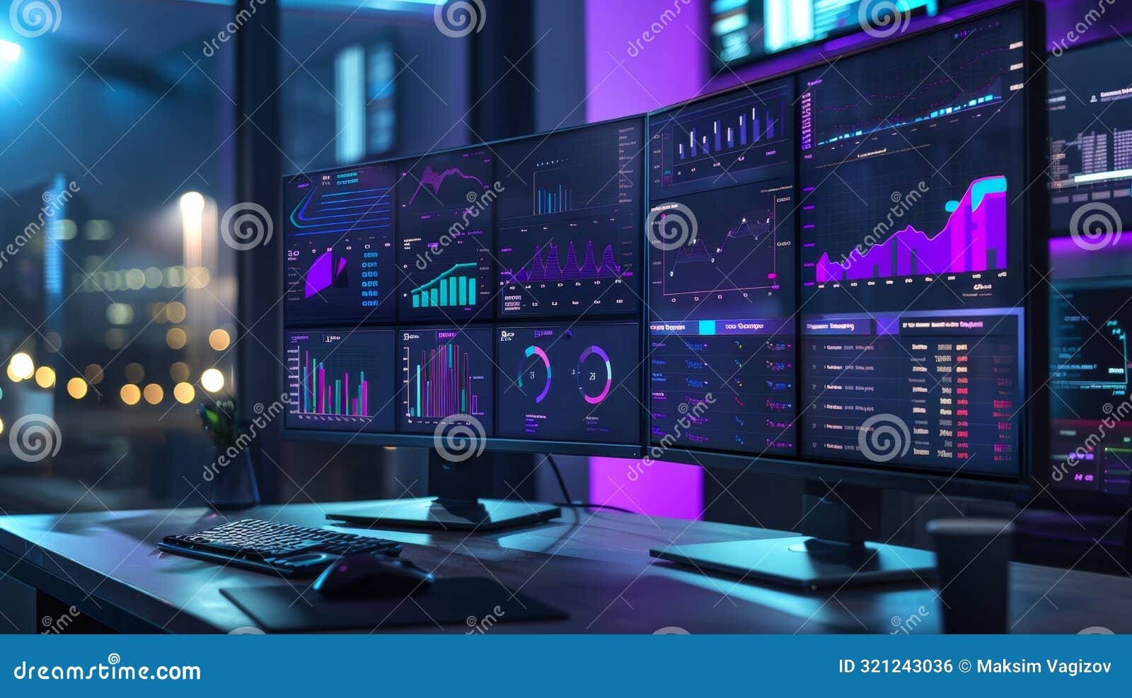 High-Tech Data Analysis Workspace Generative AI Stock Photo - Image of computer, exchange: 321243036