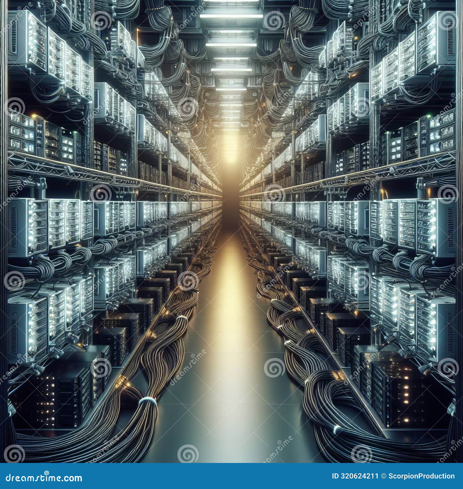 Modern Data Center with Endless Server Racks Stock Image - Image of ...