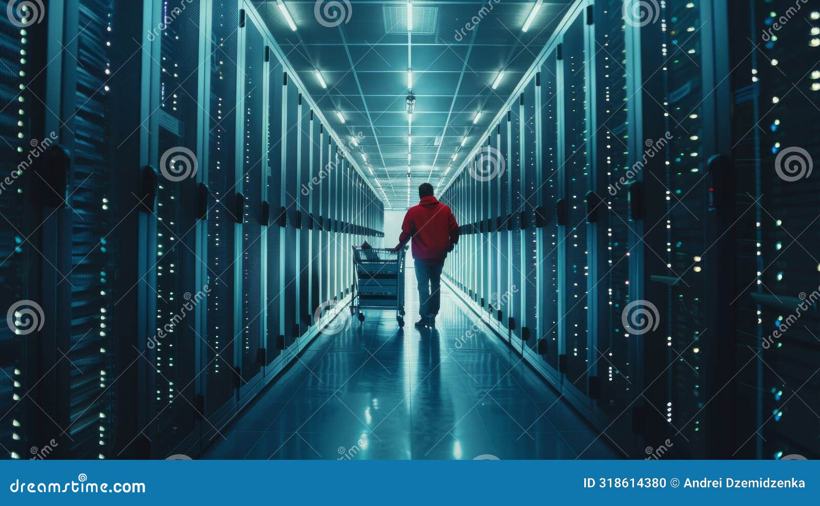 In a Modern Data Center, Engineers and it Specialists Install New ...