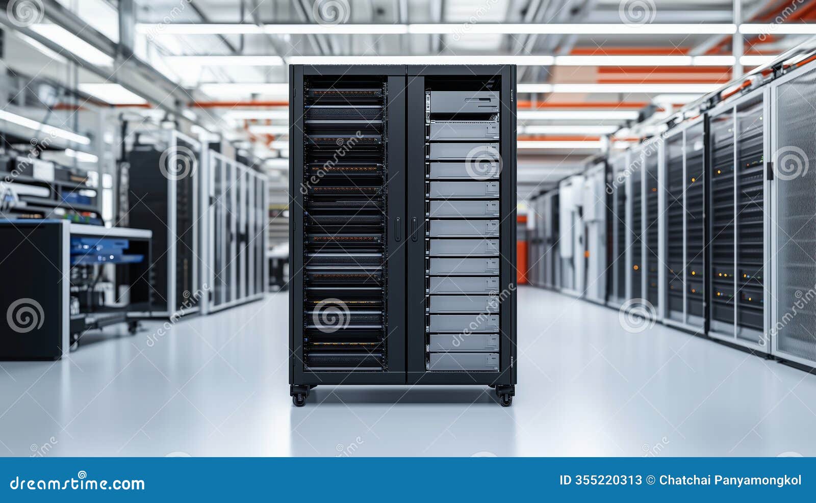 Modern Data Center Featuring Advanced Server Racks And Storage Solutions In A High-tech ...