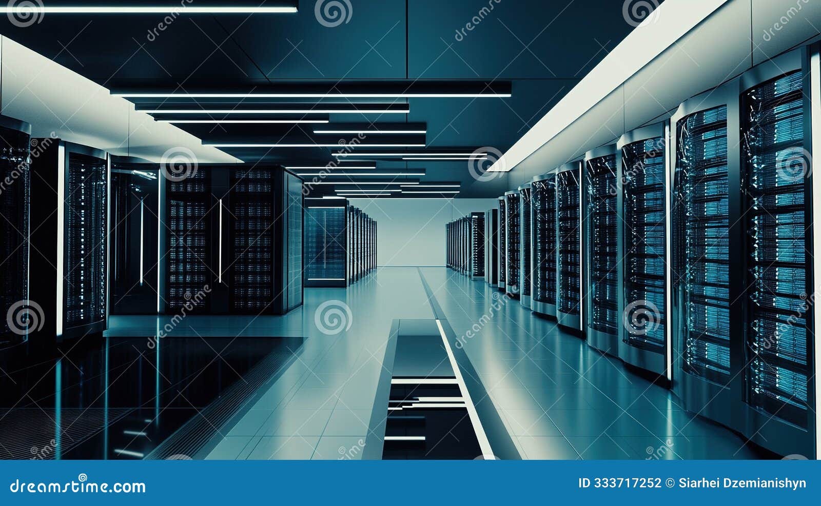 Modern Data Center Featuring High-tech Server Racks with Neon Lighting ...