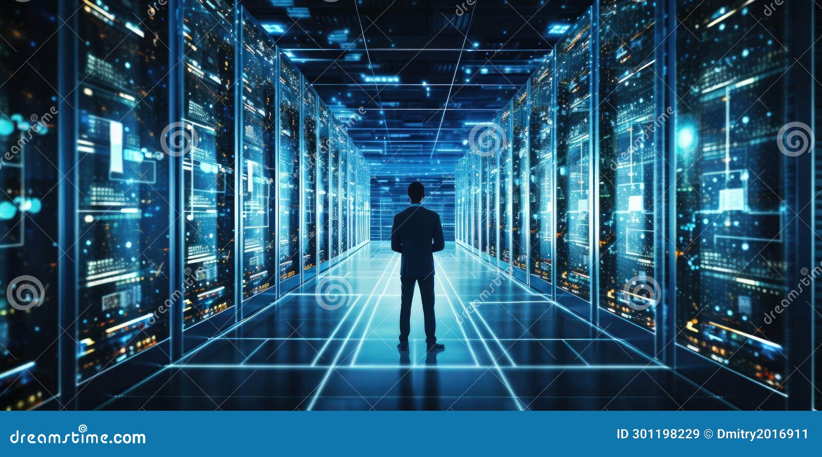 Modern Data Center Featuring Multiple Servers. Stock Image - Image of ...