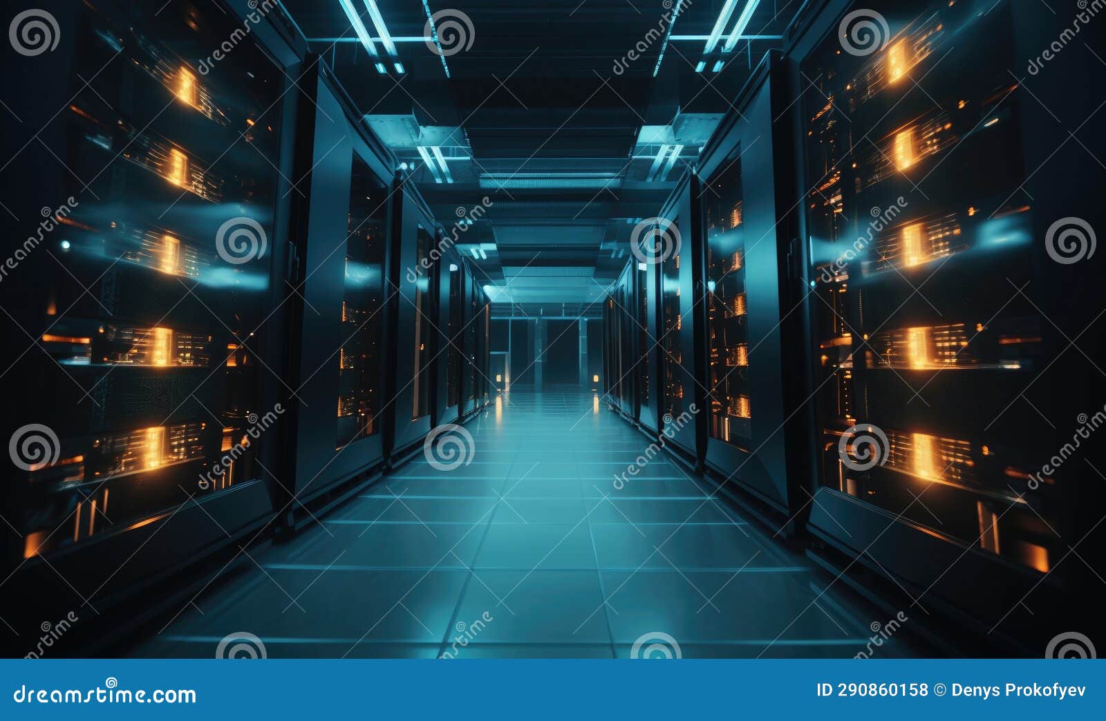 Modern Data Center with Servers Stock Photo - Image of connection ...