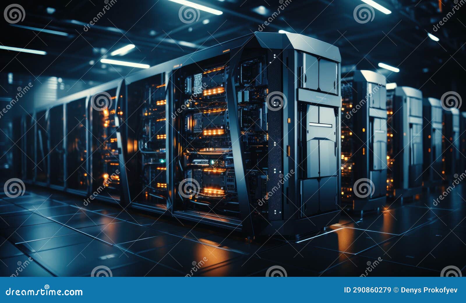 Modern Data Center with Servers Stock Image - Image of service, storage ...