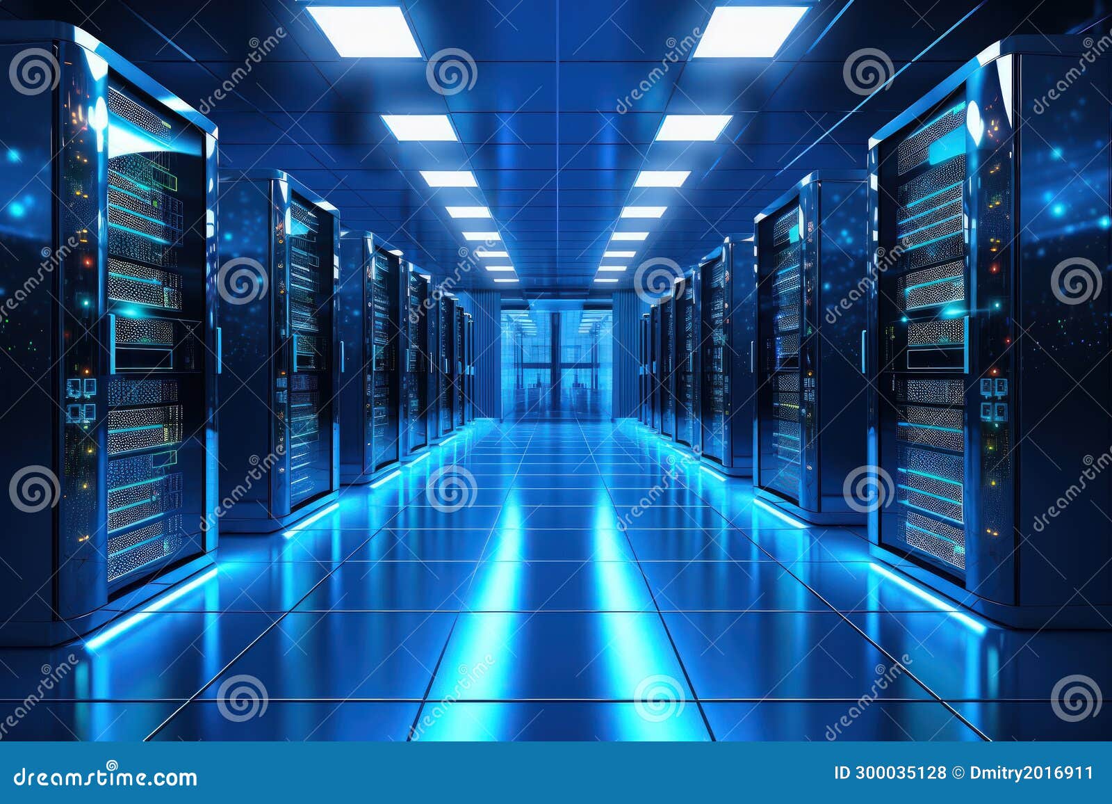 Modern Data Center Featuring Multiple Servers. Stock Photo - Image of ...
