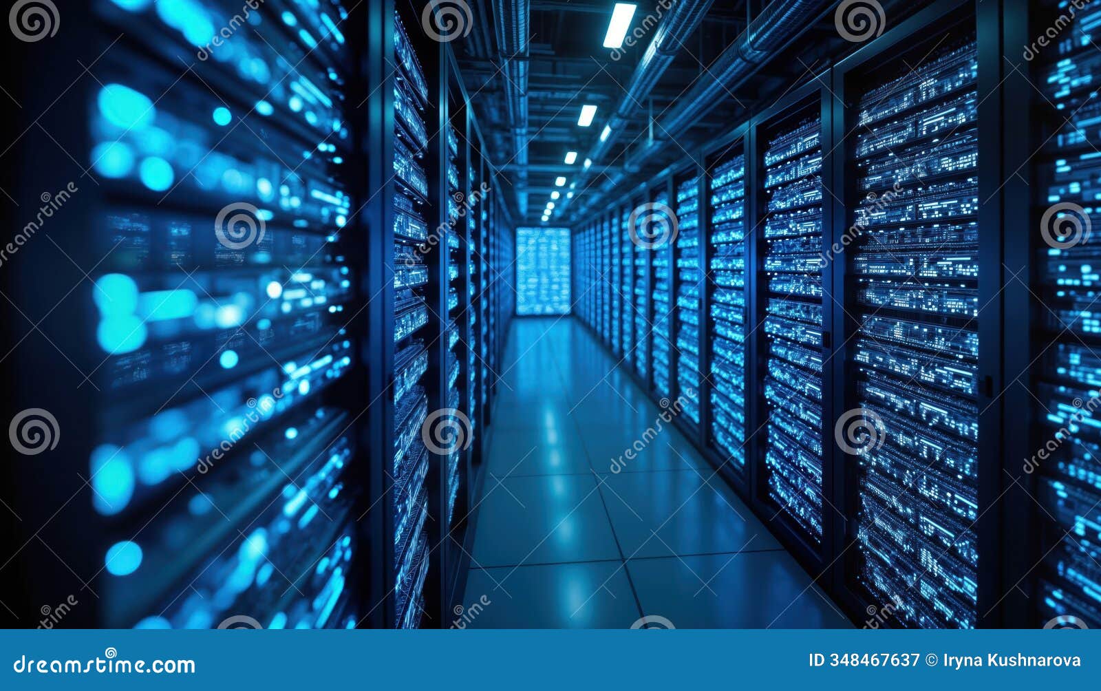 Modern Data Center Filled with Glowing Server Racks. Tech Hub for AI ...