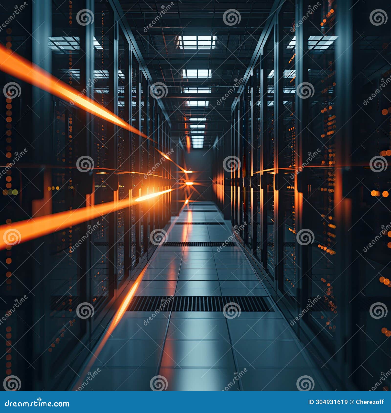 Modern Data Center with Flashes of Light Stock Image - Image of ...