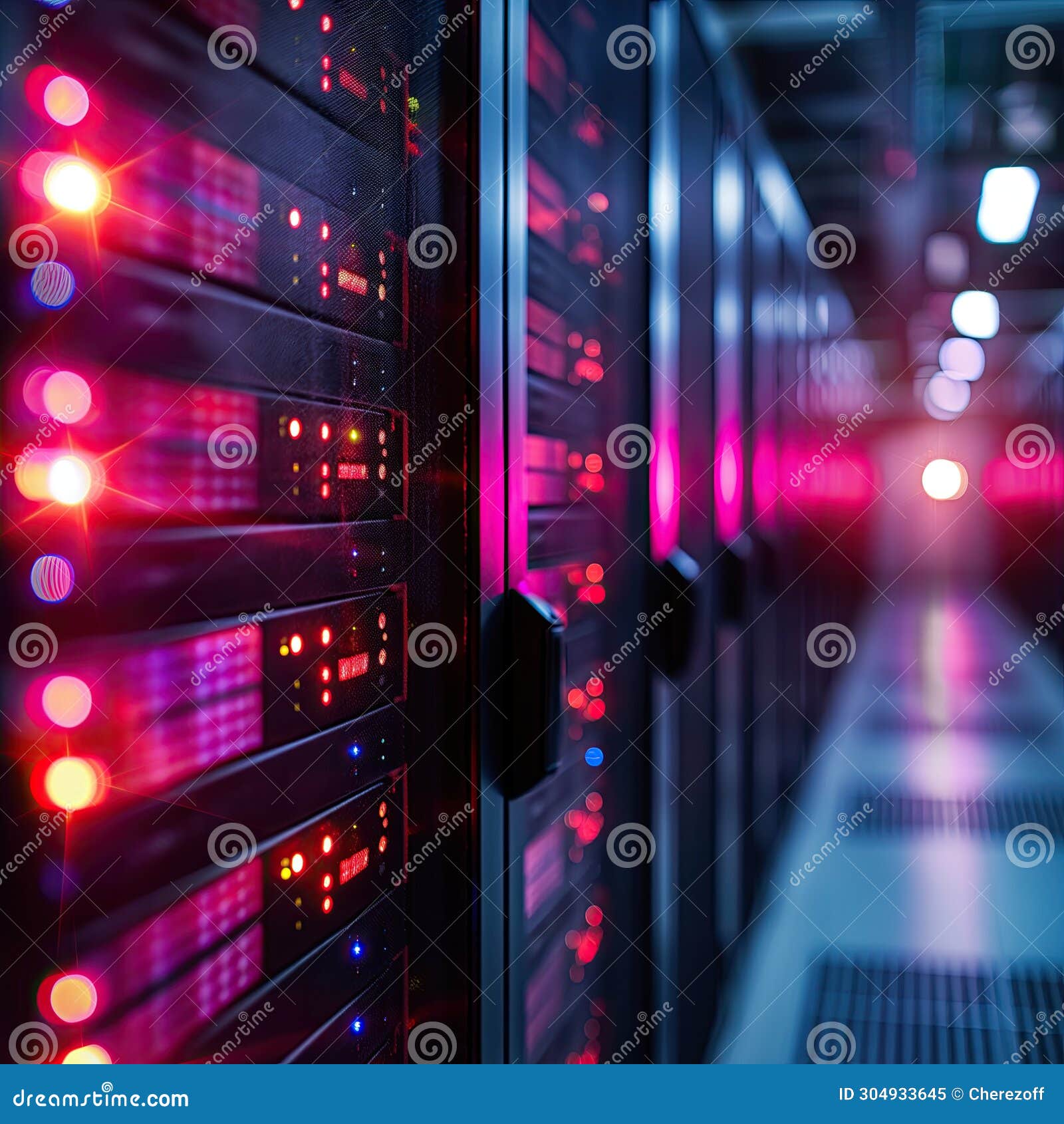Modern Data Center with Flashes of Light Stock Image - Image of modern ...