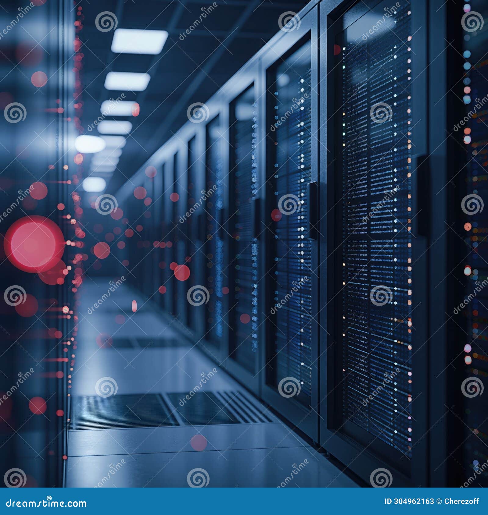 Modern Data Center with Flashes of Light Stock Image - Image of rack ...