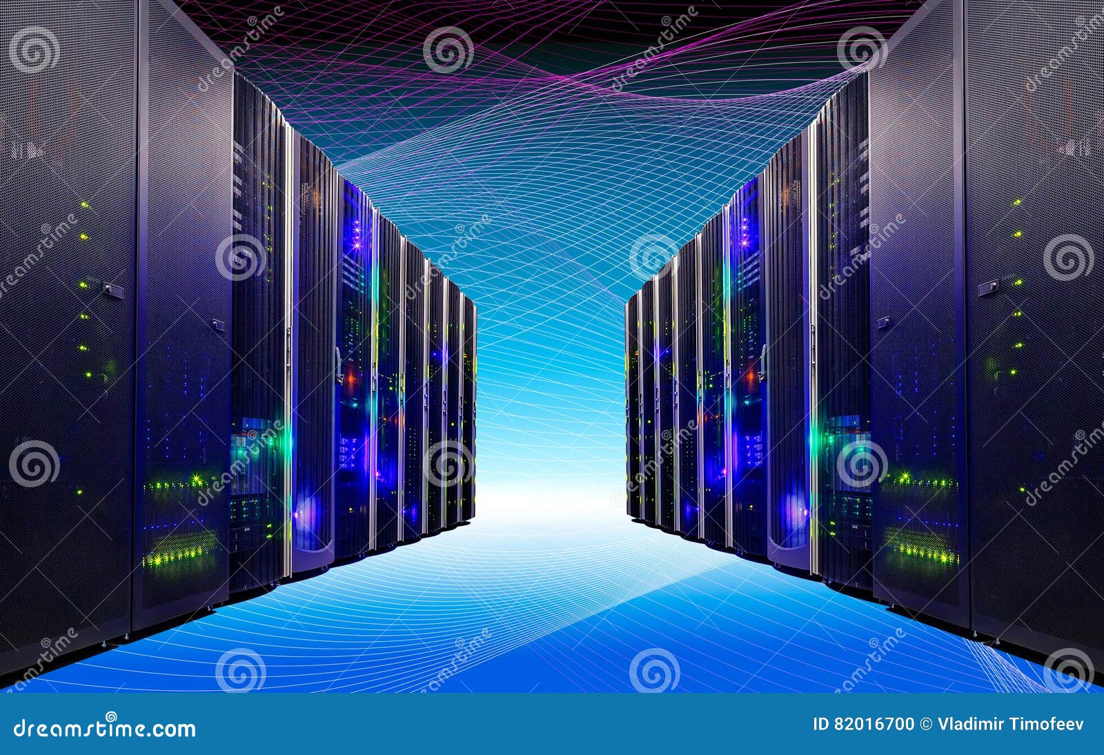 Modern Data Center with Futuristic Floor and Ceiling Stock Photo ...