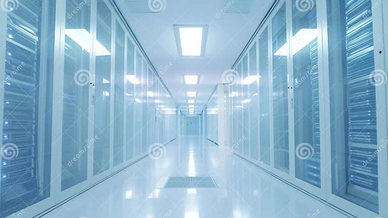 Modern Data Center Hallway with Server Racks, Generative AI Stock Image ...