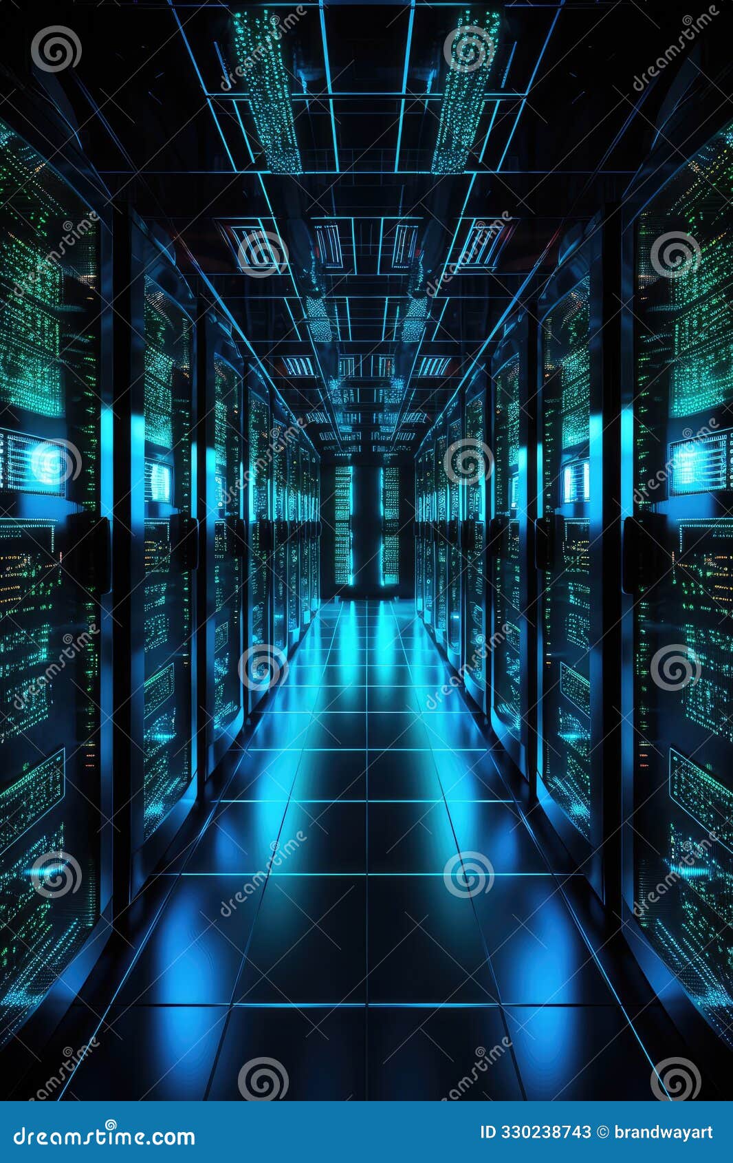 Modern Data Center with Illuminated Server Racks at Night Stock ...