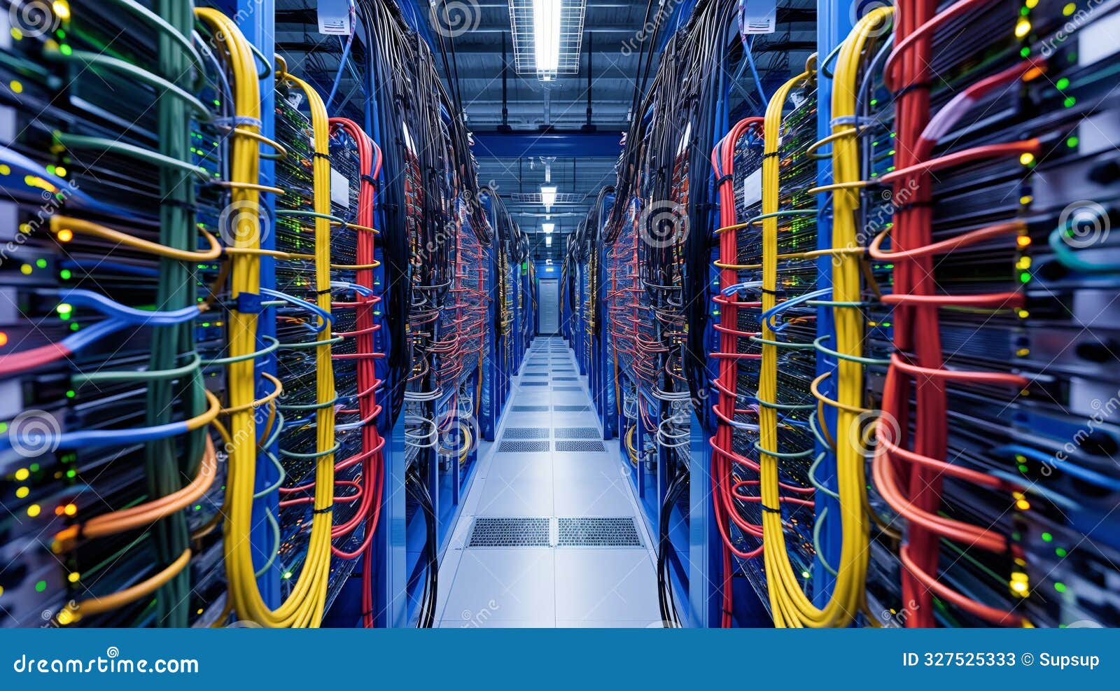 Modern Data Center Infrastructure, Colorful Networking Cables, Server ...