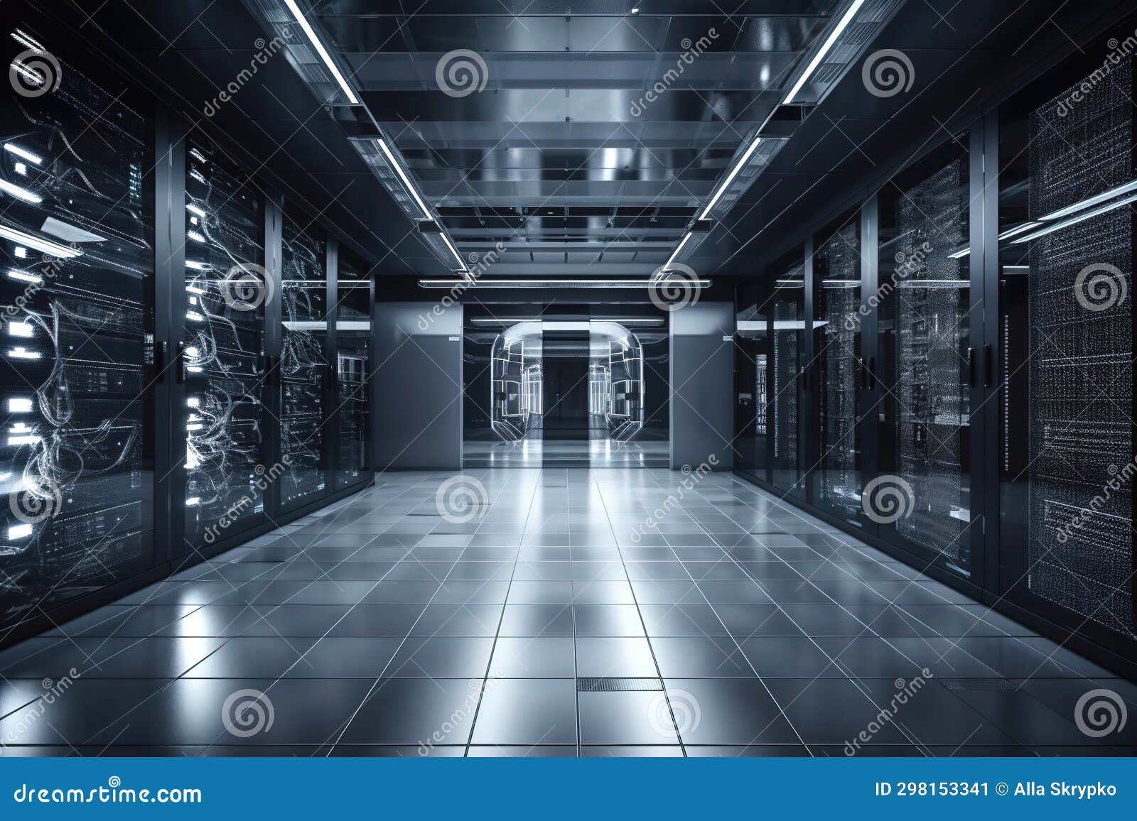 Modern Data Center Interior with Servers Stock Image - Image of network ...