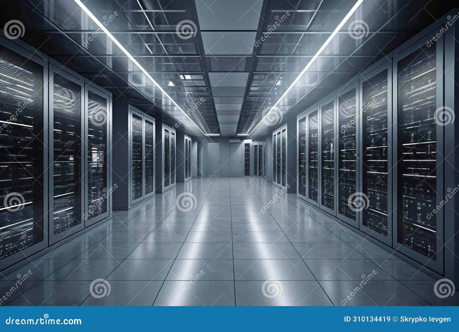 Modern Data Center Interior with Servers Stock Image - Image of center ...