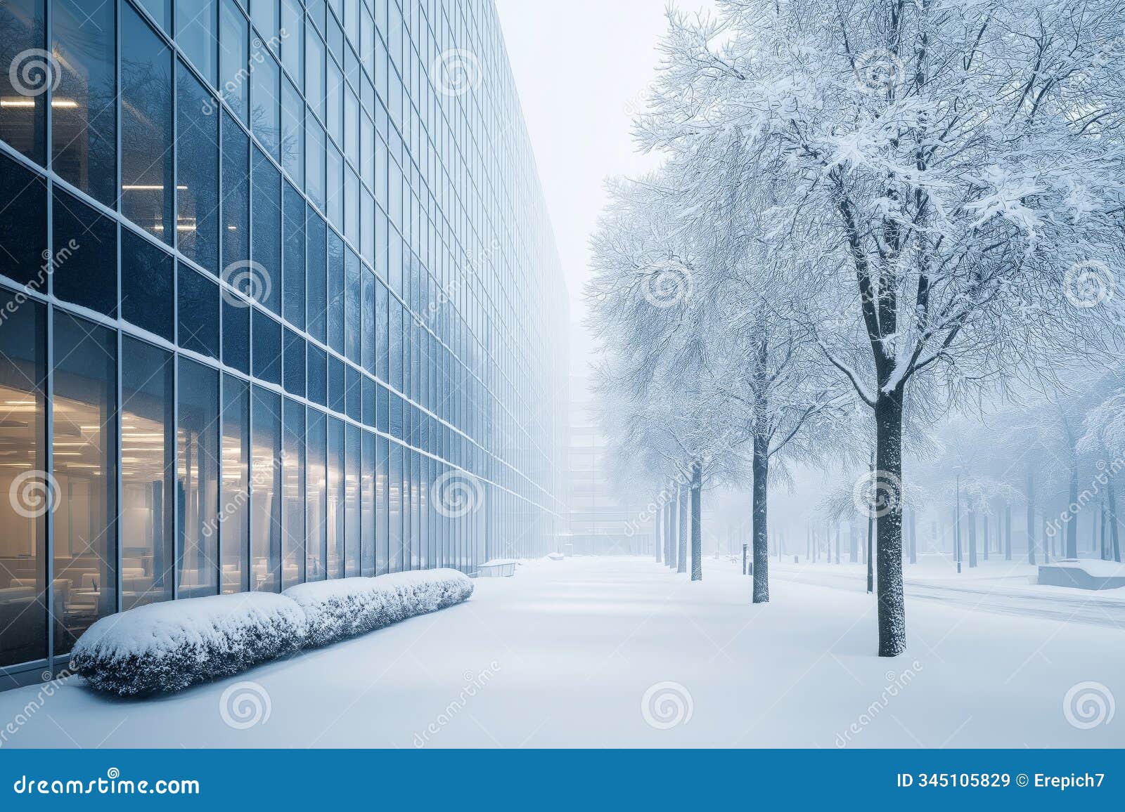 A Modern Data Center Office Building with Glass Facade in Winter Stock ...