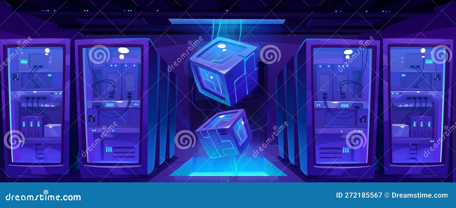 Modern Data Center Room Interior Design Stock Vector - Illustration of ...