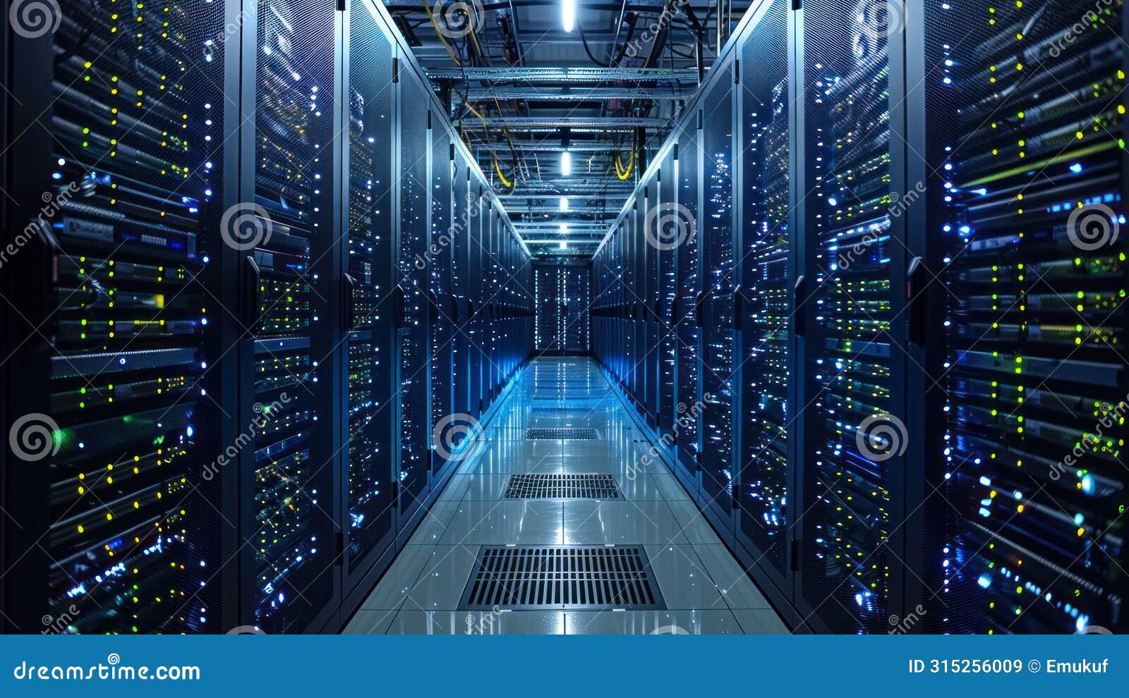 Modern Data Center with Rows of High-Tech Servers. Stock Image - Image ...