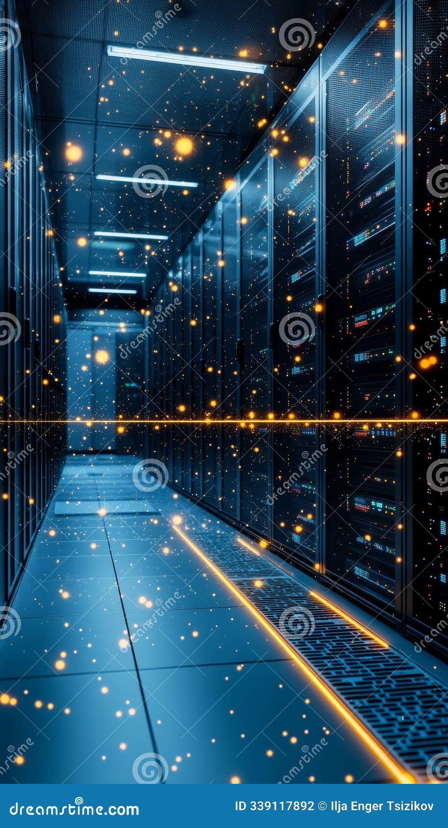 Modern Data Center with Rows of Network Servers, Big Data Technology and Cloud Computing Stock ...