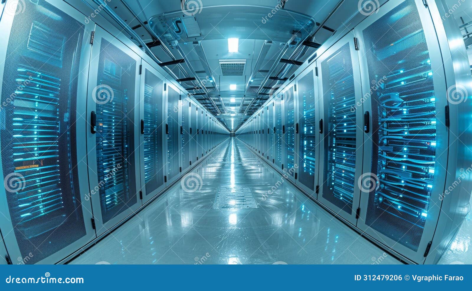 Modern Data Center with Rows of Server Racks Stock Photo - Image of ...
