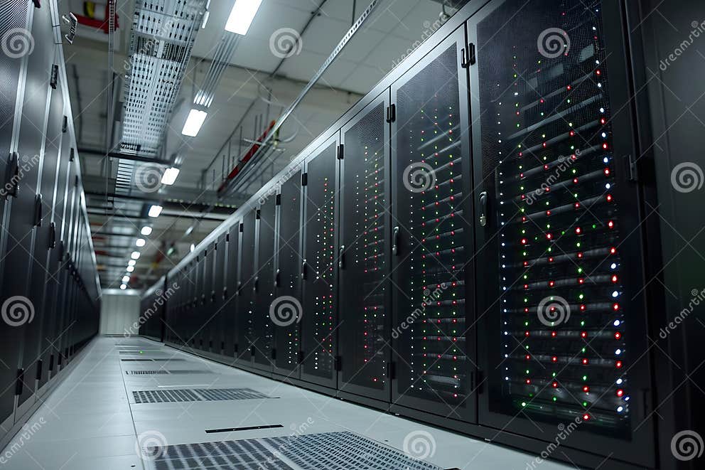Modern Data Center with Server Racks and Advanced Networking Equipment for it Infrastructure and ...