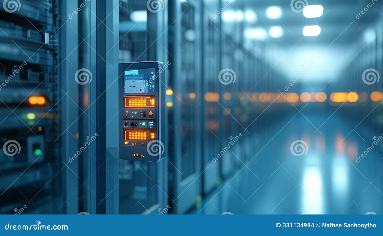 Modern Data Center with Server Racks and Equipment Stock Illustration ...