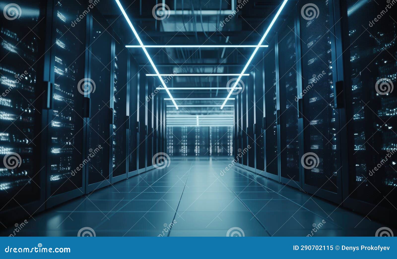 Modern Data Center with Servers Stock Image - Image of interior ...