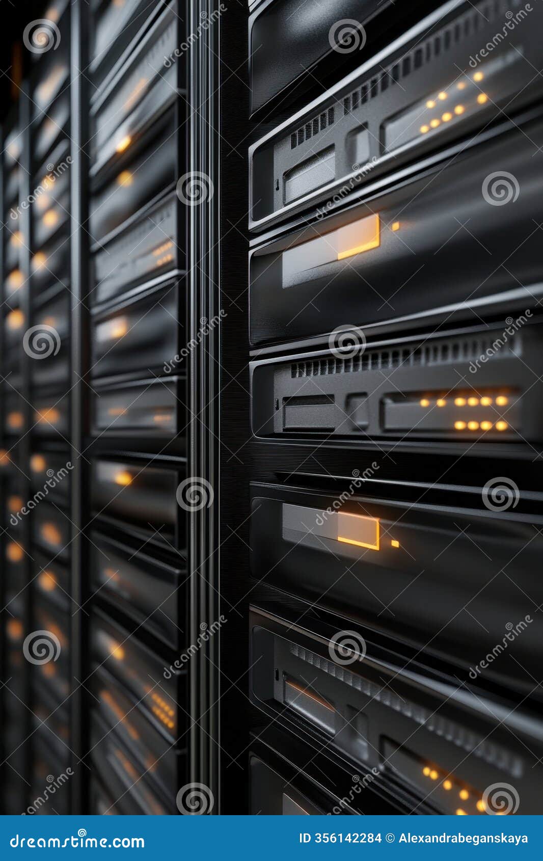 Modern Data Center Servers with Led Indicators in a High-tech Facility ...