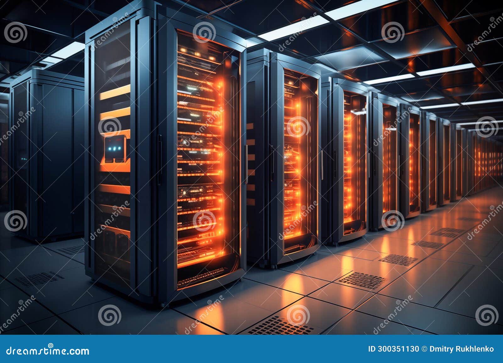 Modern Data Center With Servers Stock Illustration Illustration Of