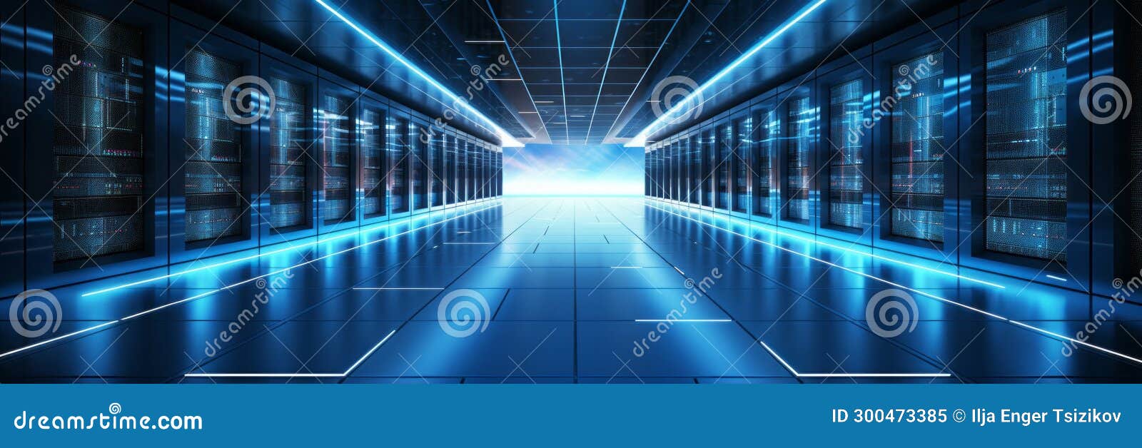 Modern Data Center Showcasing State of the Art Server Racks Emitting an ...