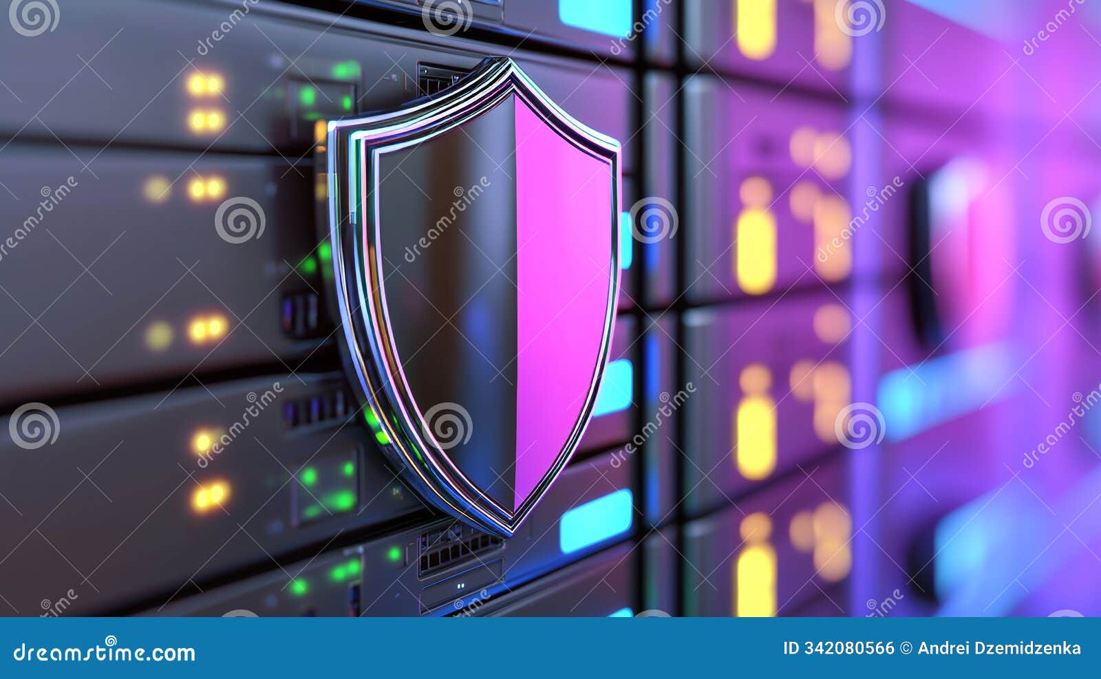 In Modern Data Centers, Server Racks are Covered with Glowing Shields ...