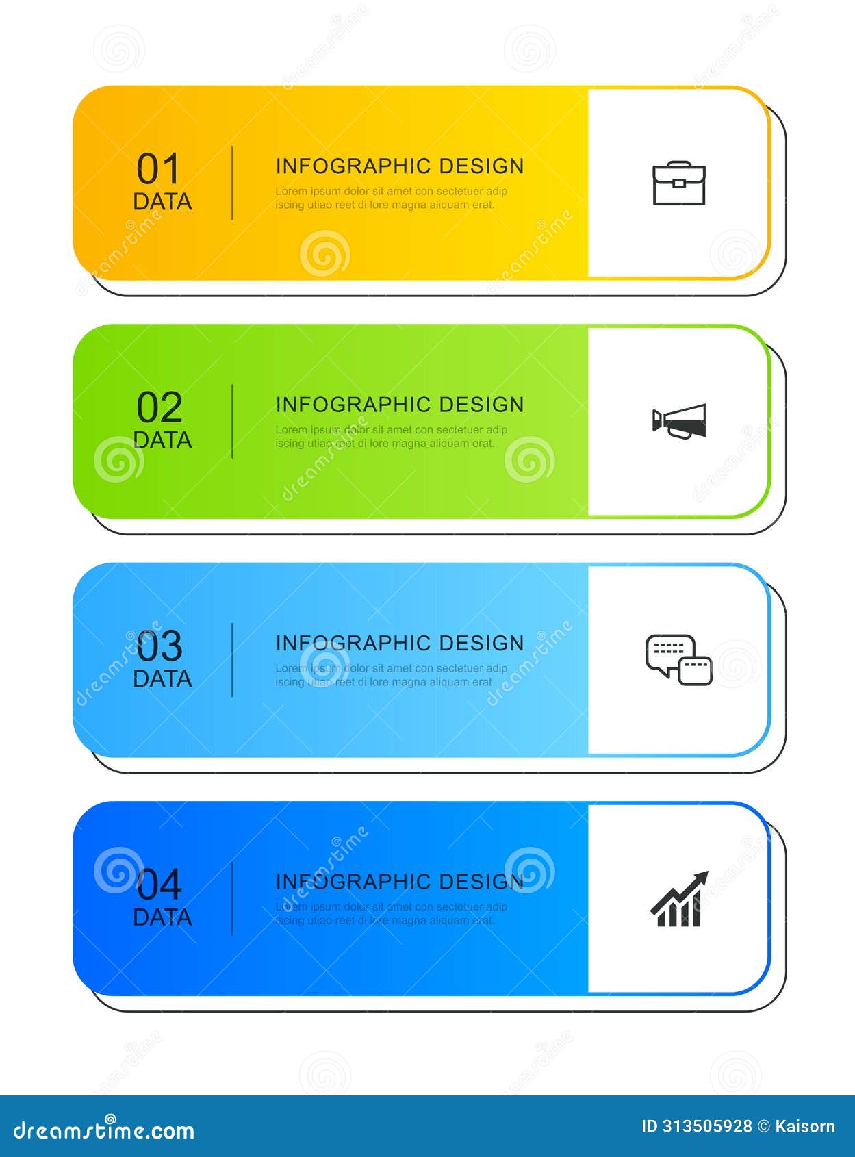 4 Data Infographics Tab Paper Index Template. Illustration Business ...