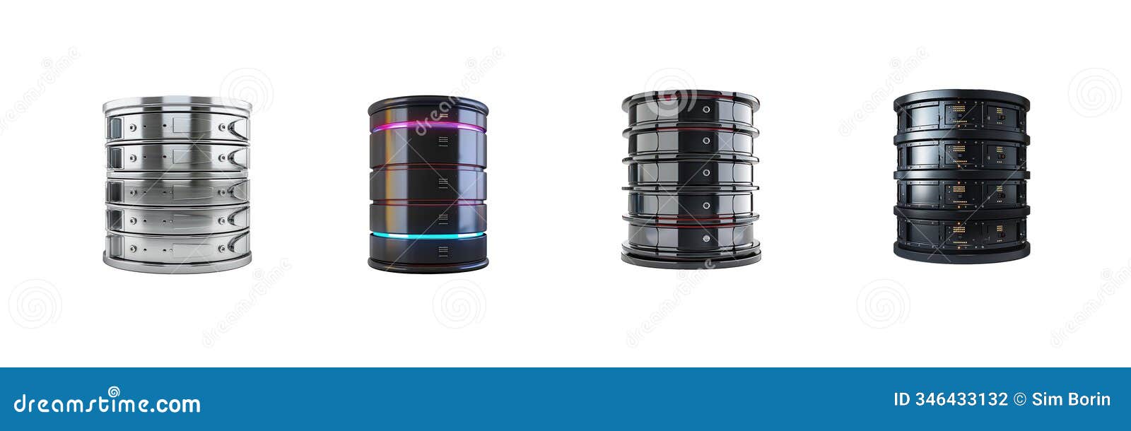 Modern Database and Hard Disk Storage, 3d Render Side View Stock ...