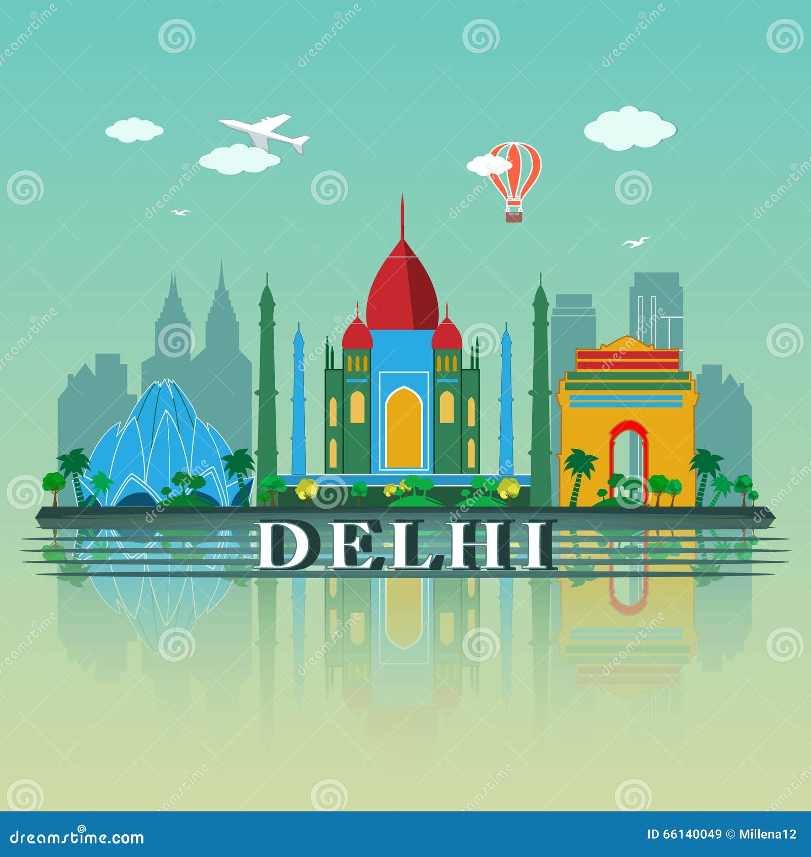 Modern Delhi City Skyline Design. India Stock Vector - Illustration of ...