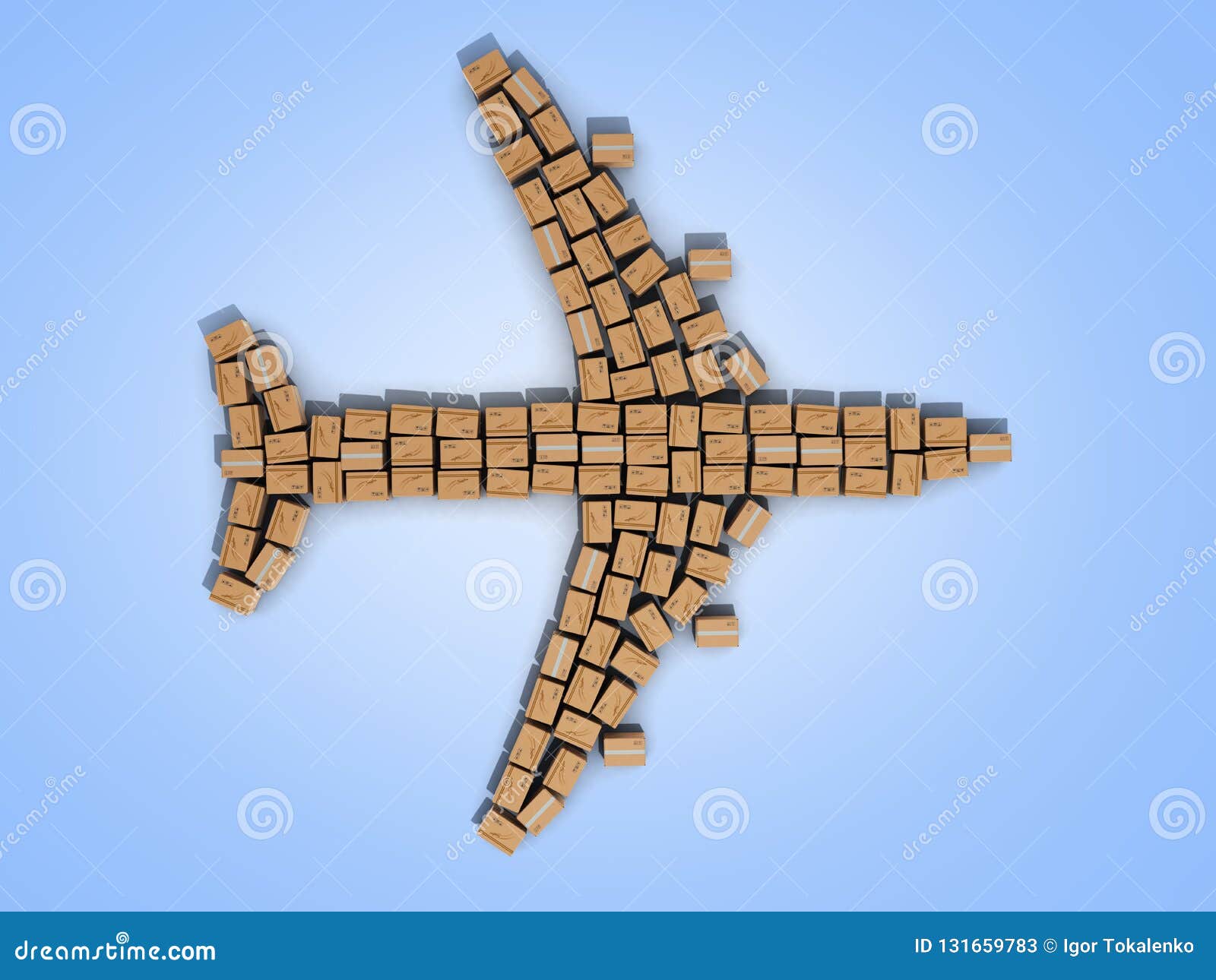 Modern Delivery Concept Airplane Shaped Boxes 3d Render on Blue Stock ...