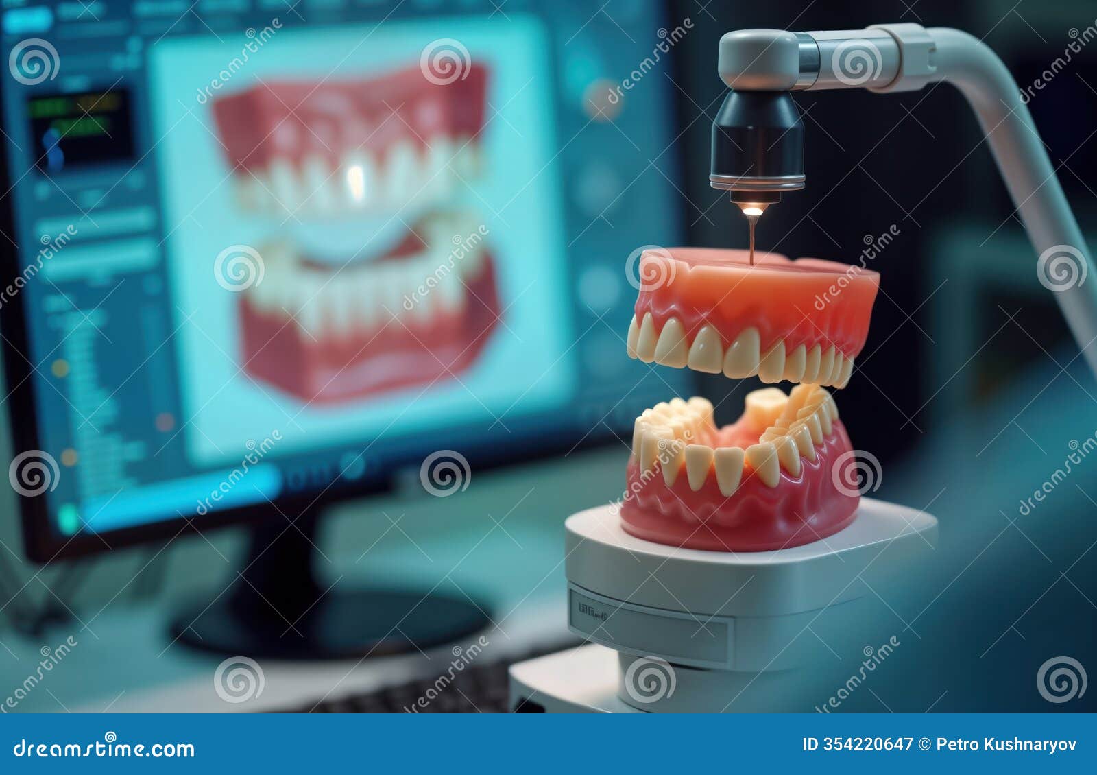 Modern Dental Lab Equipment Scans 3D Model of Jaw. Advanced Dental ...