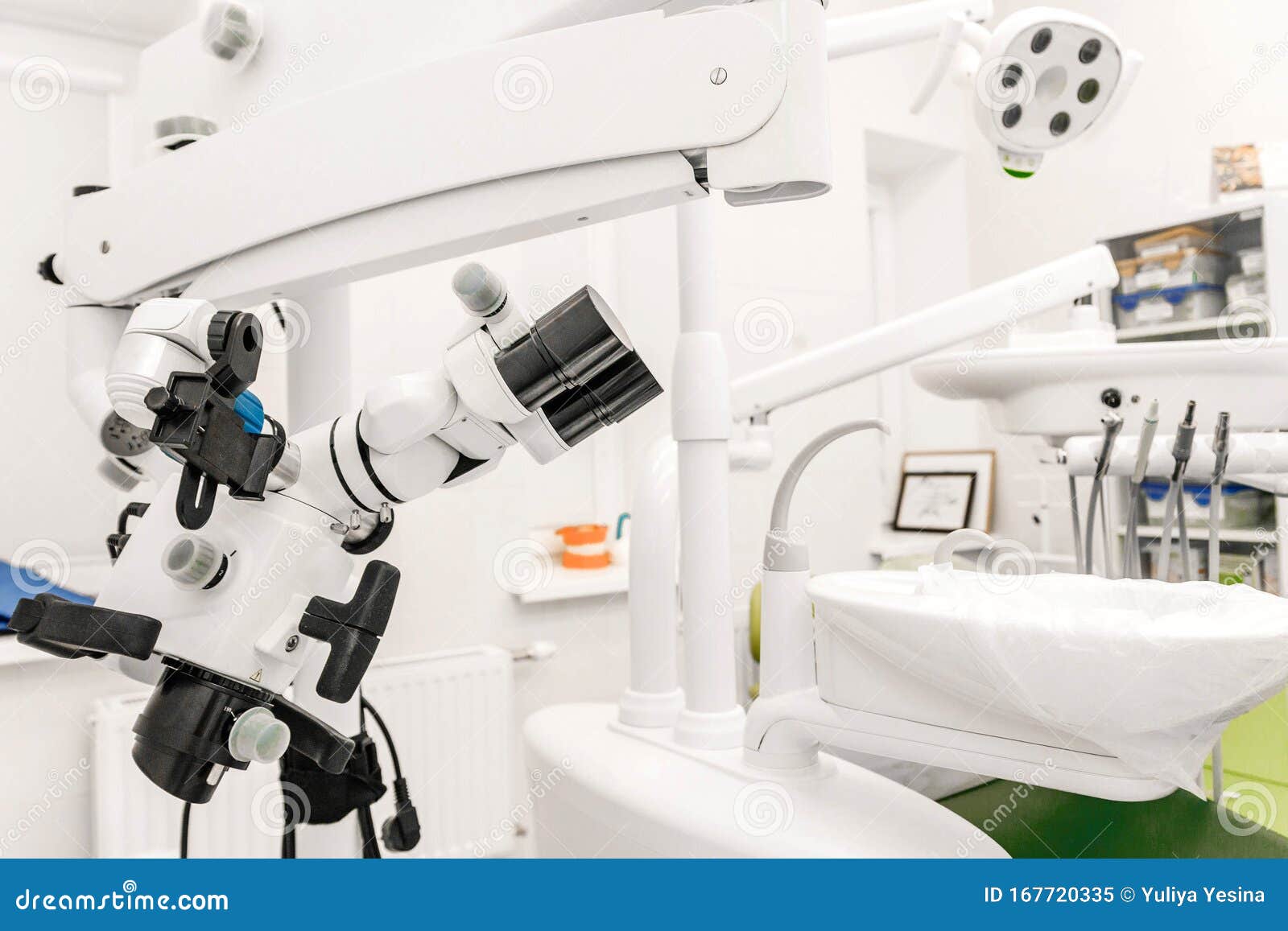 Modern Dentist Office. Foreground Microscope Stock Image - Image of ...