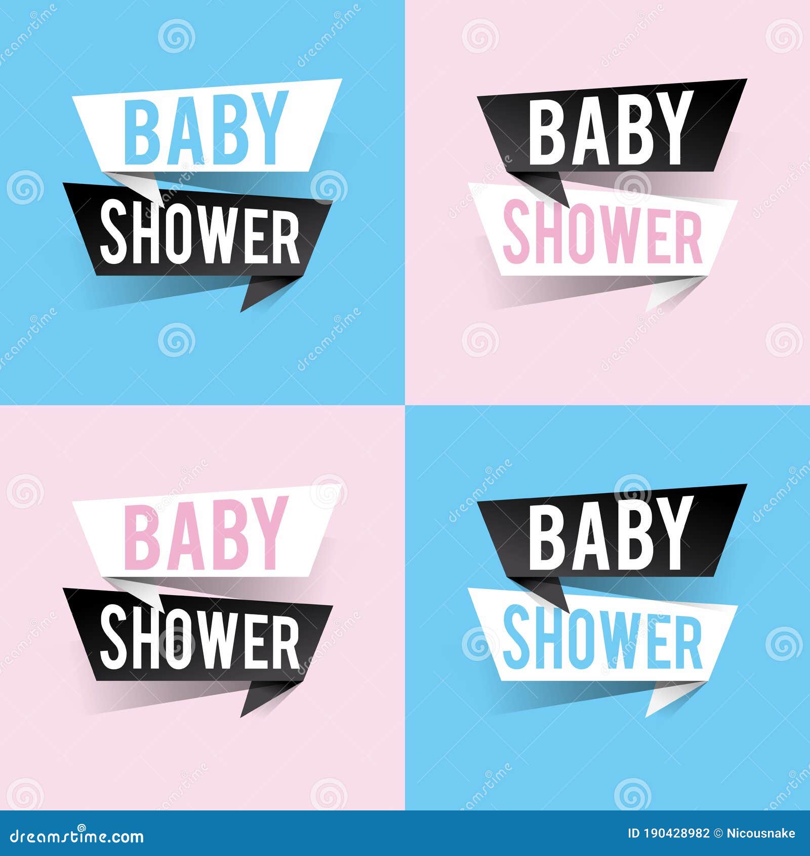 Modern Design Baby Shower Text on Speech Bubbles Stock Vector ...