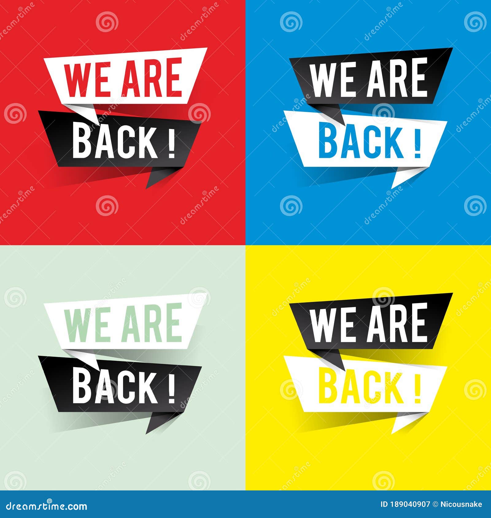 Modern Design we are Back Text on Speech Bubbles Concept Stock Vector ...