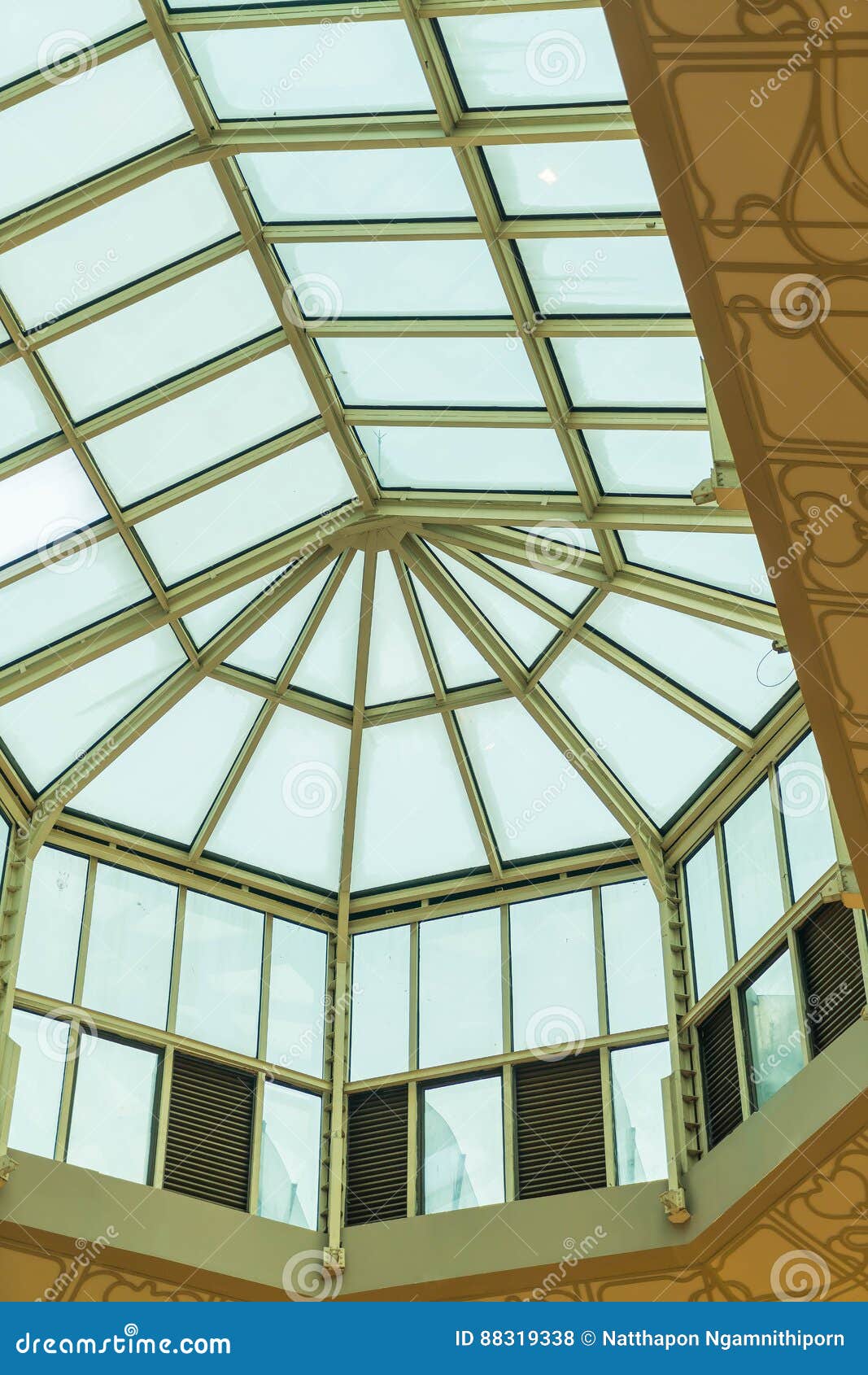 Modern Design Building with Glass Roof Stock Photo - Image of clouds ...