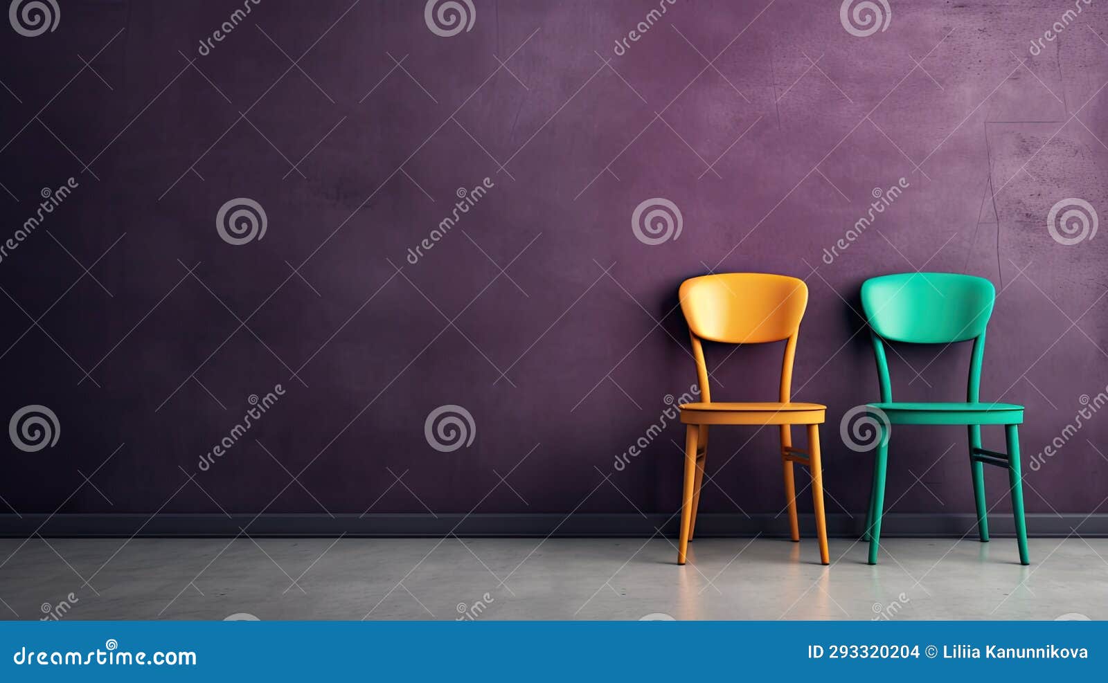 Modern Design of Chairs in Various Colors Artfully Arranged in Front of ...