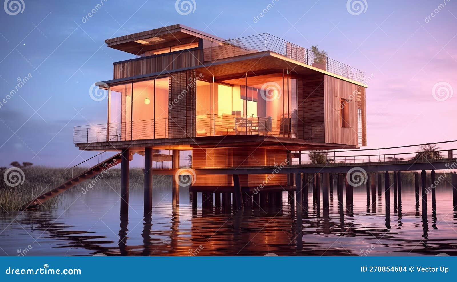 A Coastal Stilt House With A Modern Design, Featuring Large Glass ...