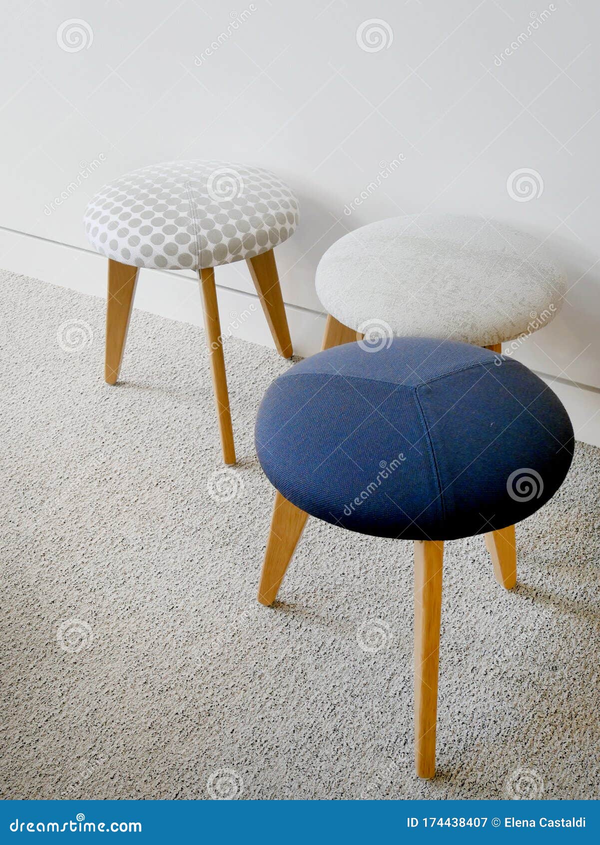 The Modern Design Colored Stools Stock Image - Image of room, empty ...