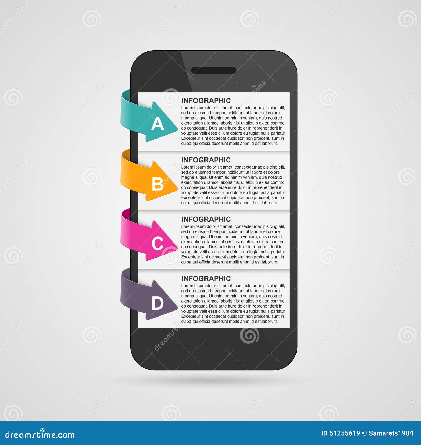Modern Design Creative Infographic with Mobile Phone. Stock Vector ...